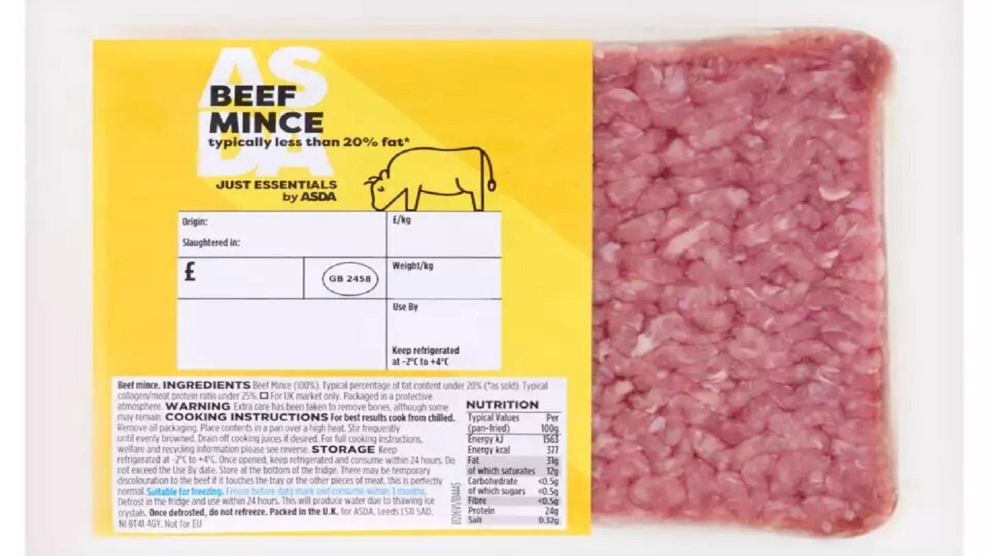 Asda rolls out sustainable packaging for Just Essentials beef mince
